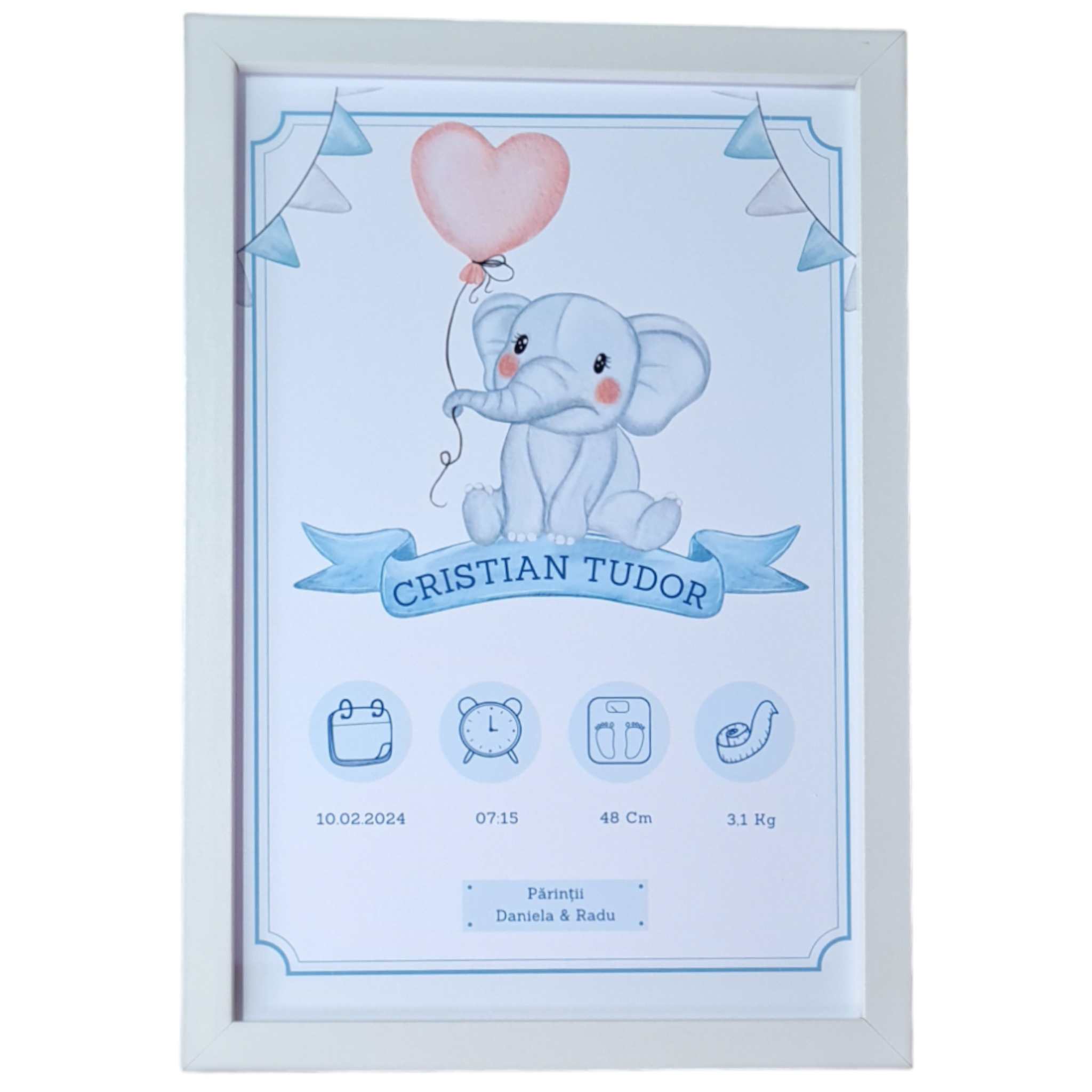 Tablouri personalizate bebelus / Tablou cu datele bebelusului – DenisGift